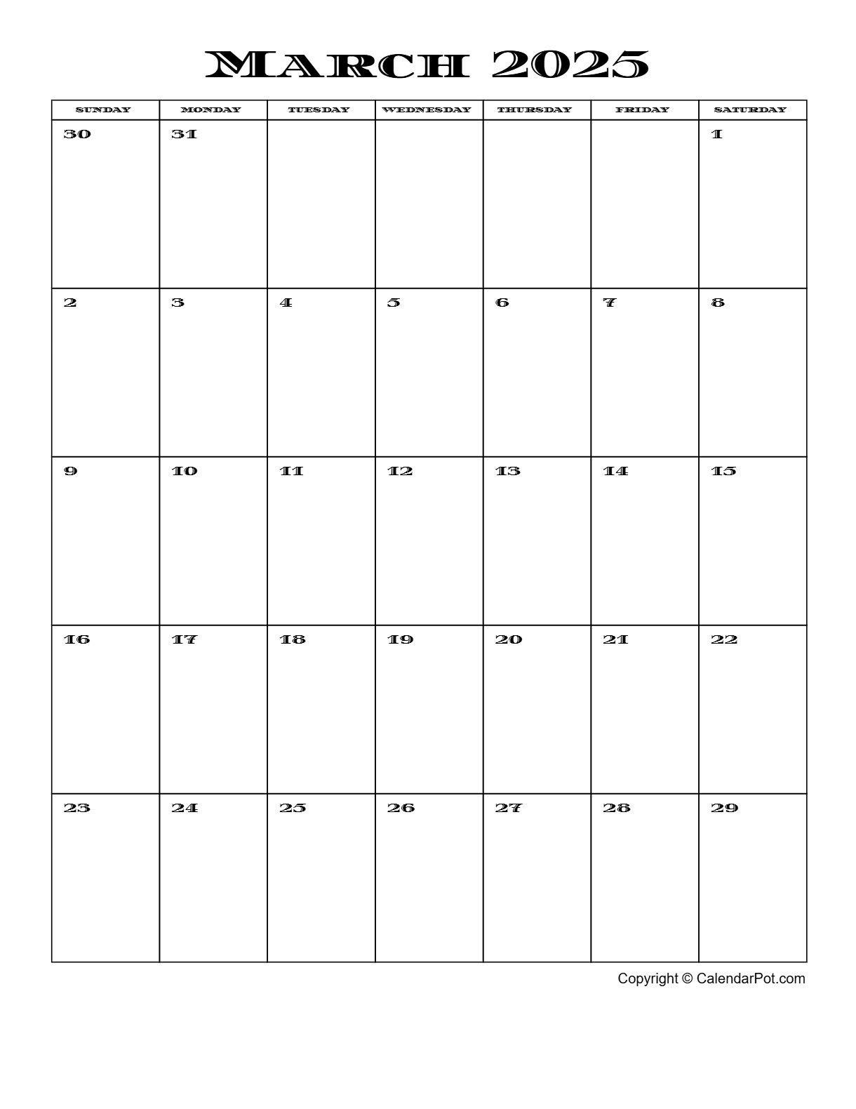 March 2043 Printable Calendars